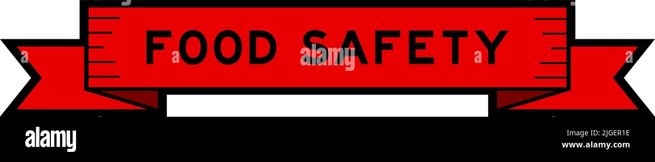 Ribbon label banner with word food safety in red color on white ...