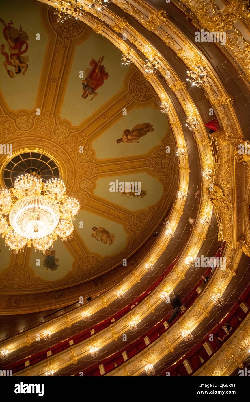 View to the interior of auditorium in the Bolshoi Theatre (the ...