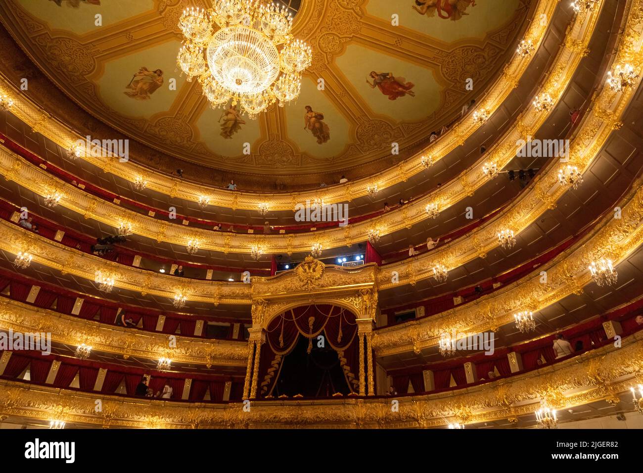 View to the interior of auditorium in the Bolshoi Theatre (the ...