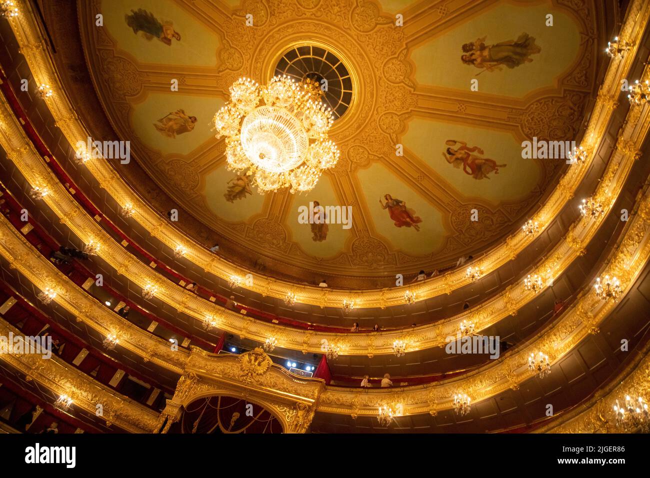 View to the interior of auditorium in the Bolshoi Theatre (the ...
