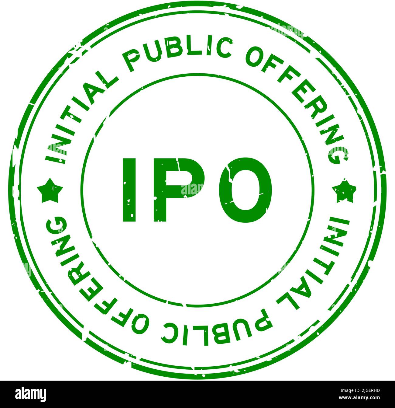 Grunge green IPO Initial Public Offering word round rubber seal stamp ...