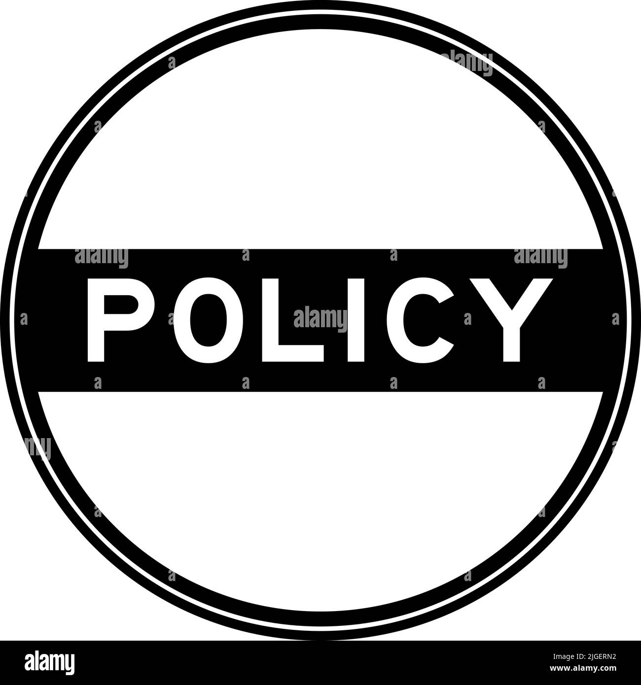 Black color round seal sticker in word policy on white background Stock ...