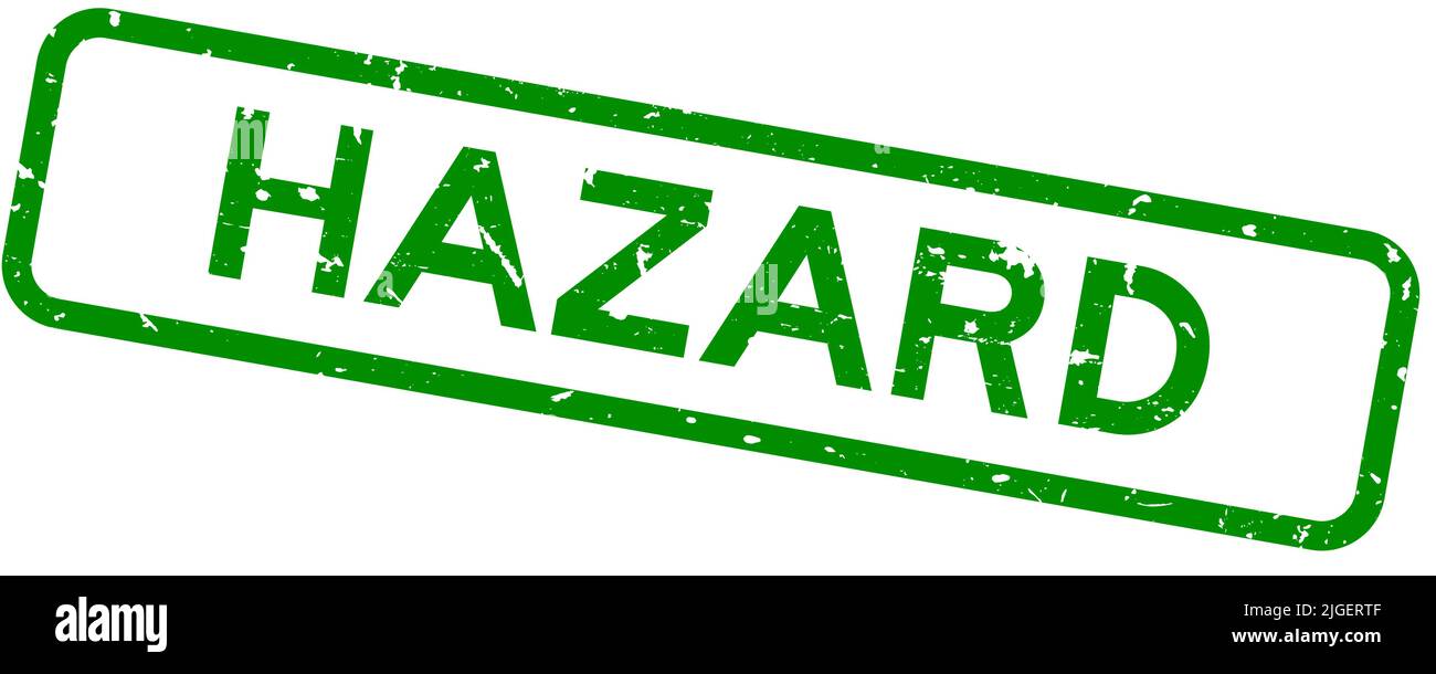Grunge green hazard word square rubber seal stamp on white background ...
