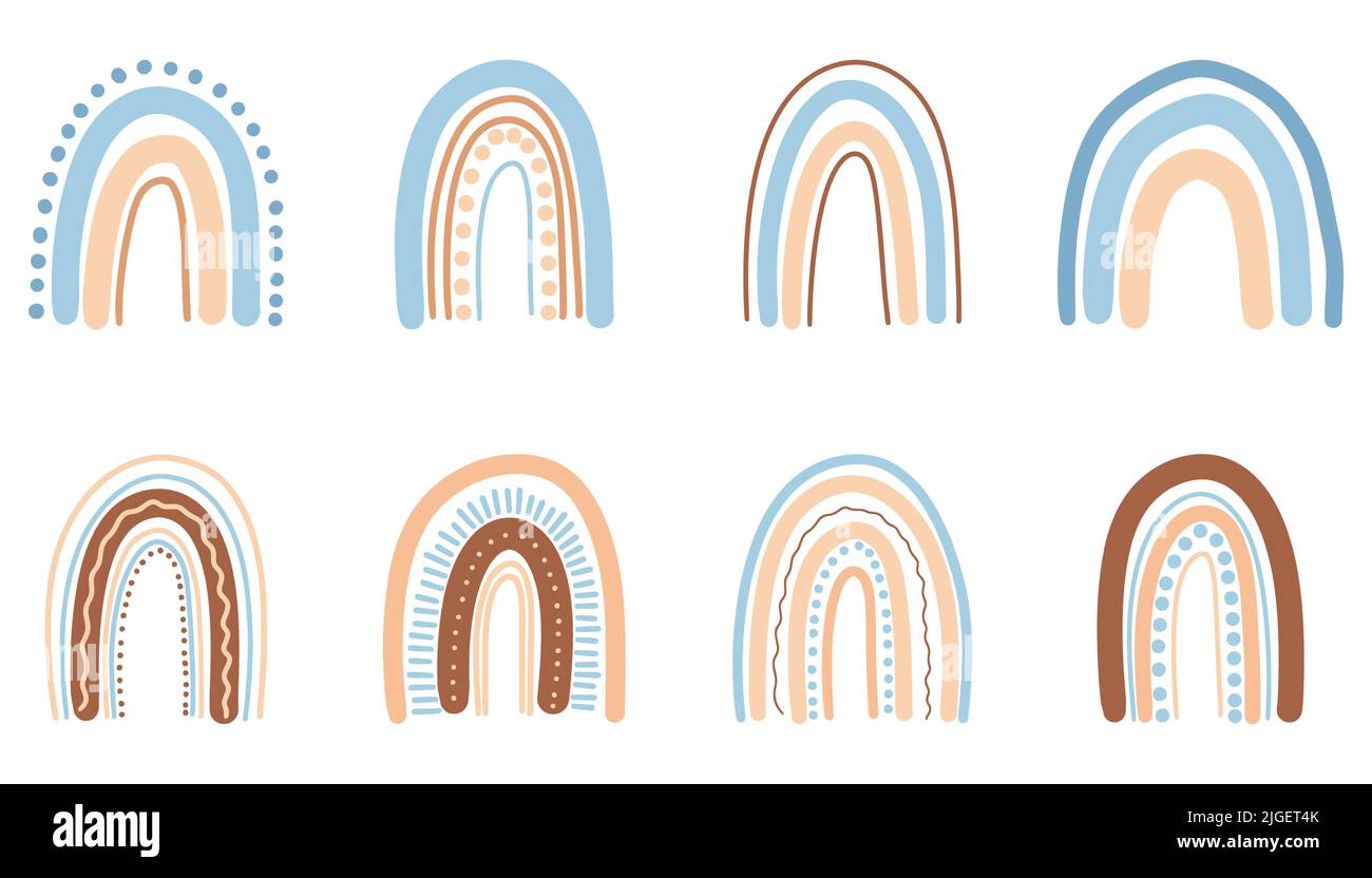 Boho style rainbow for children's room wall decor. Simple doodle vector ...