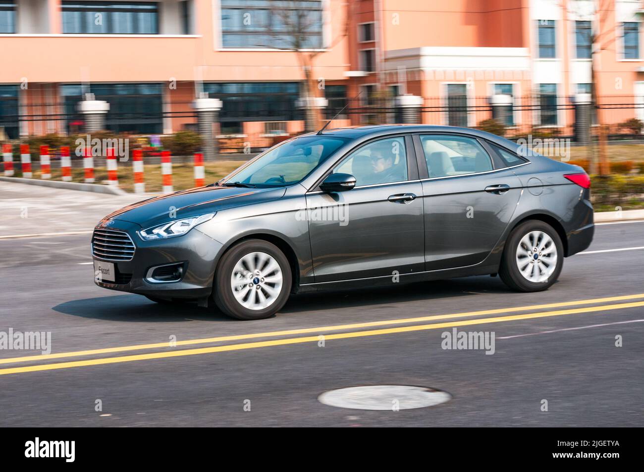 The Chinese Ford Escort seen being driven on a test drive in Shanghai ...