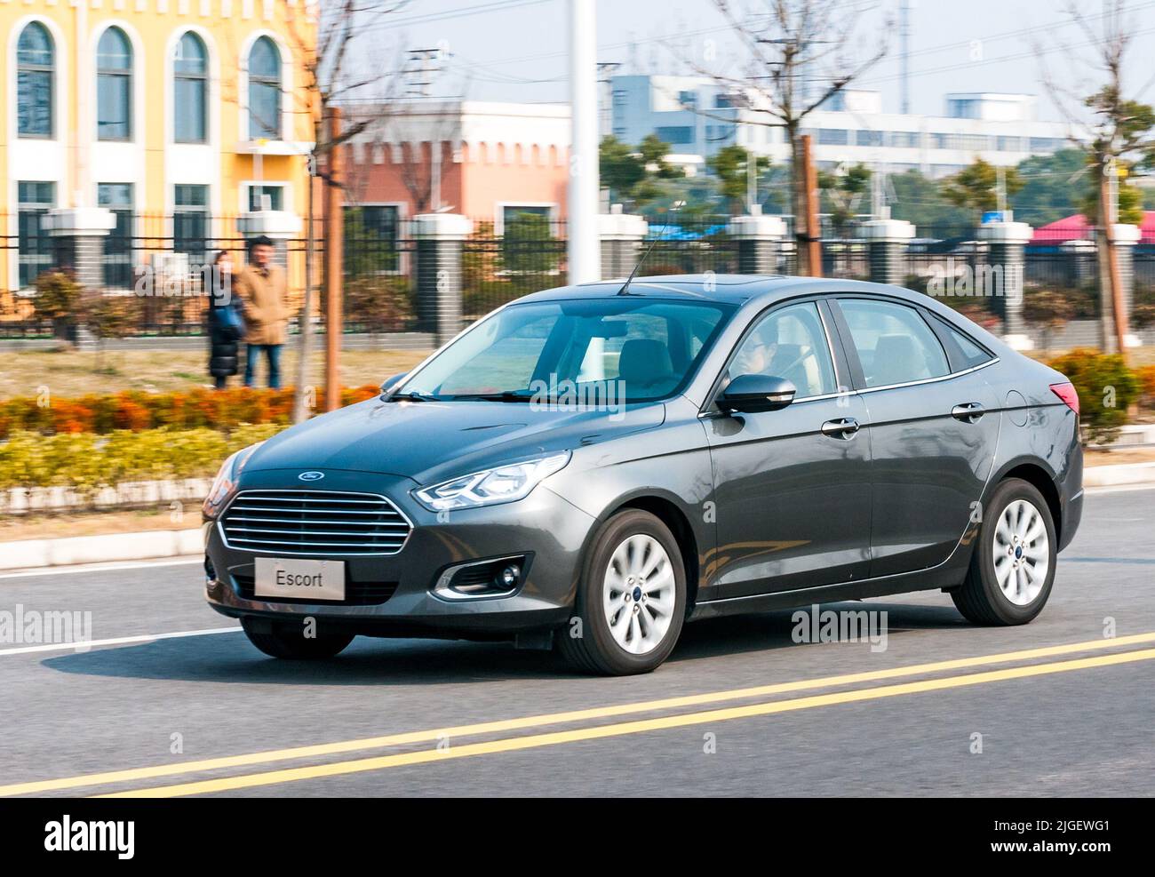 The Chinese Ford Escort seen being driven on a test drive in Shanghai ...