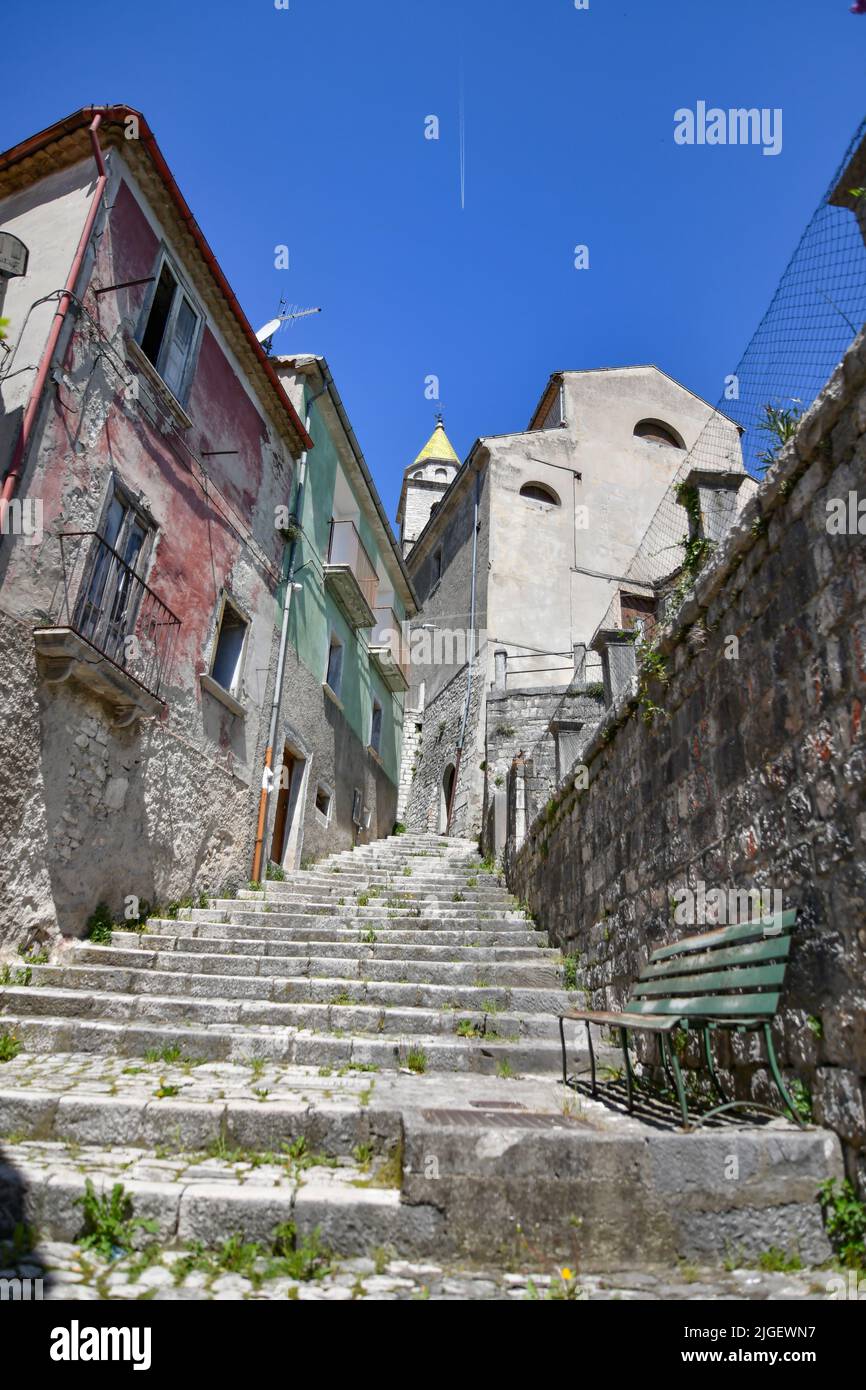 A narrow street in Sepino, a medieval village in Molise region, Italy ...