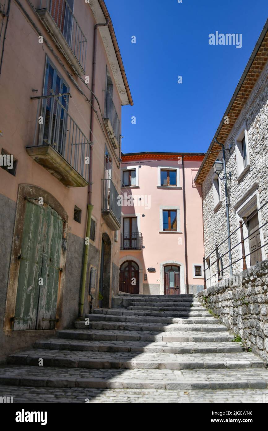 A narrow street in Sepino, a medieval village in Molise region, Italy ...
