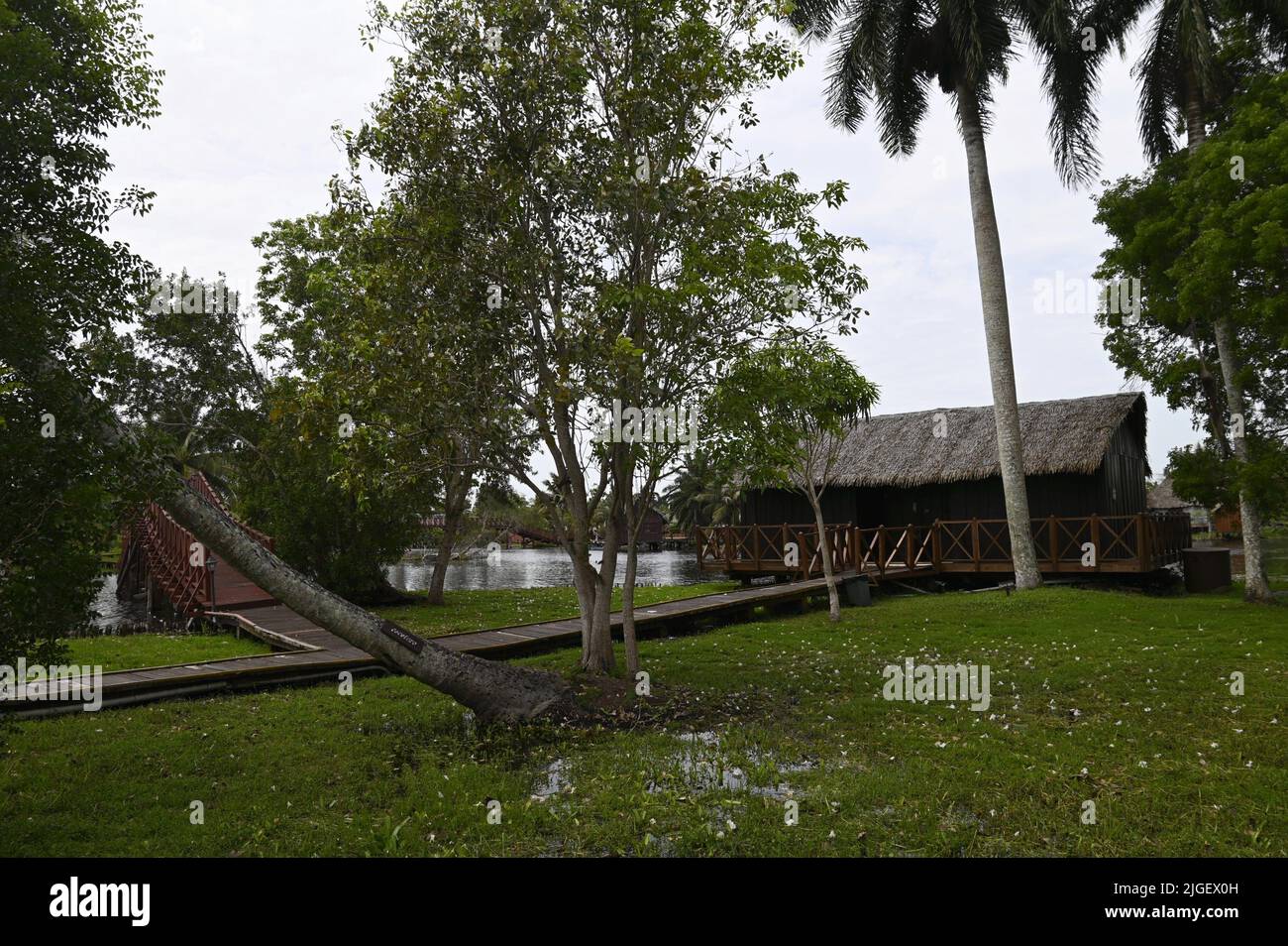 Tropical landscape with scenic view of the ancient Taino Village a ...