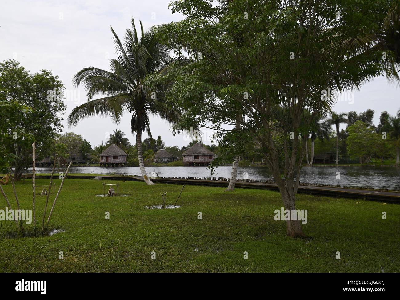 Tropical landscape with scenic view of the ancient Taino Village a ...