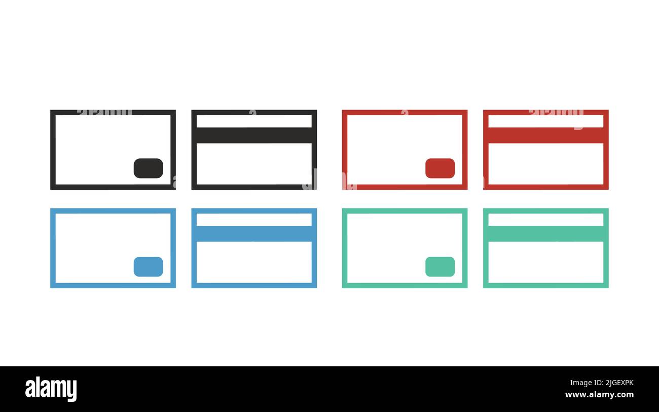 Credit Card Icon Set. Vector isolated editable flat illustration set ...