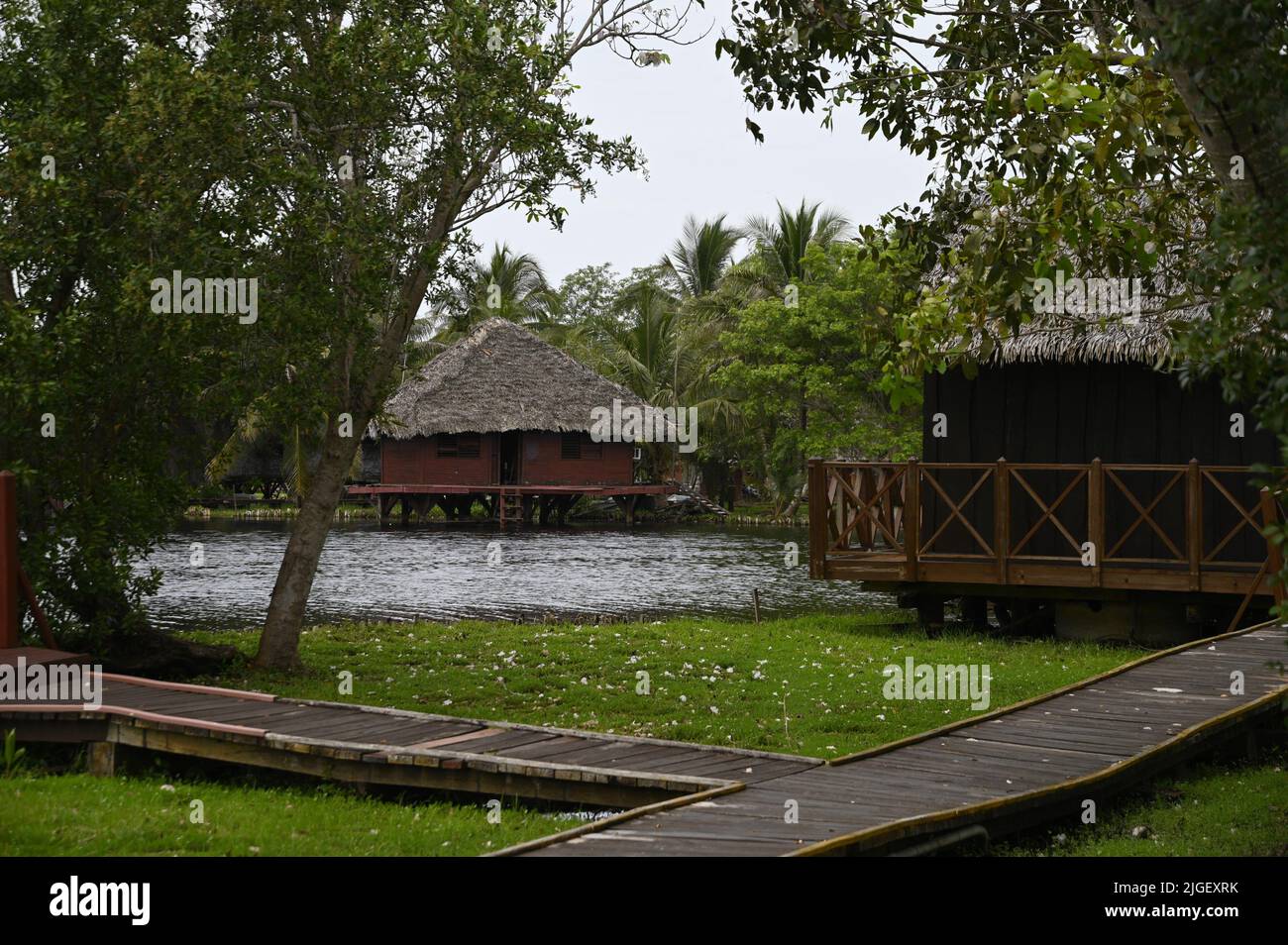 Tropical landscape with scenic view of the ancient Taino Village a ...