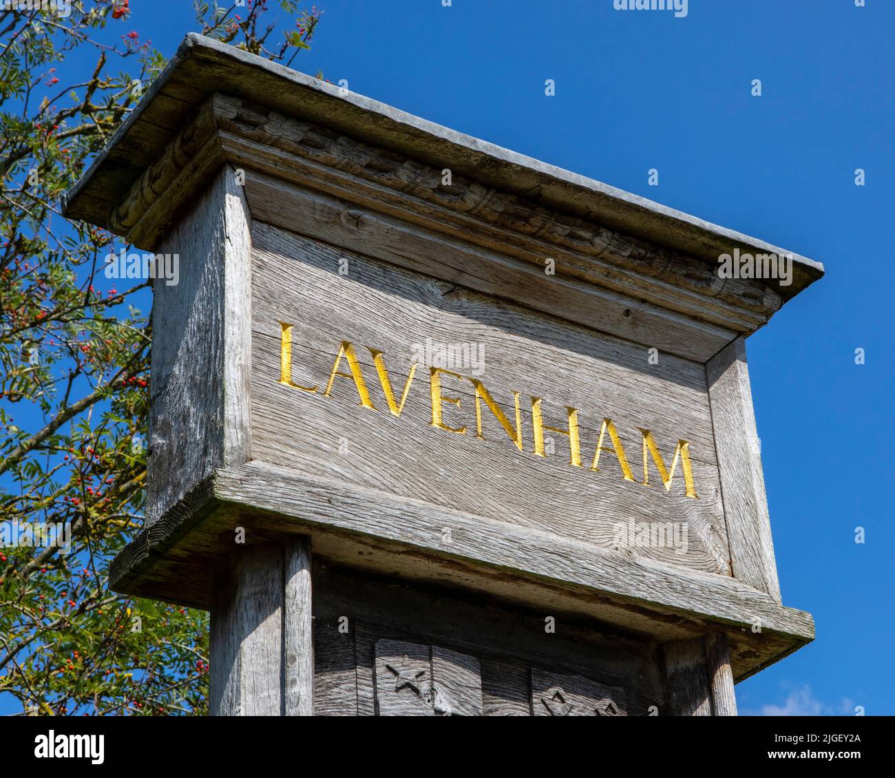 A sign in the beautiful village of Lavenham in Suffolk, UK Stock Photo ...