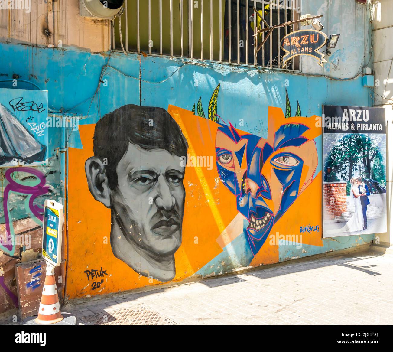 Murals in Istanbul. Street art, mural by Petuk in Kadiköy district of ...