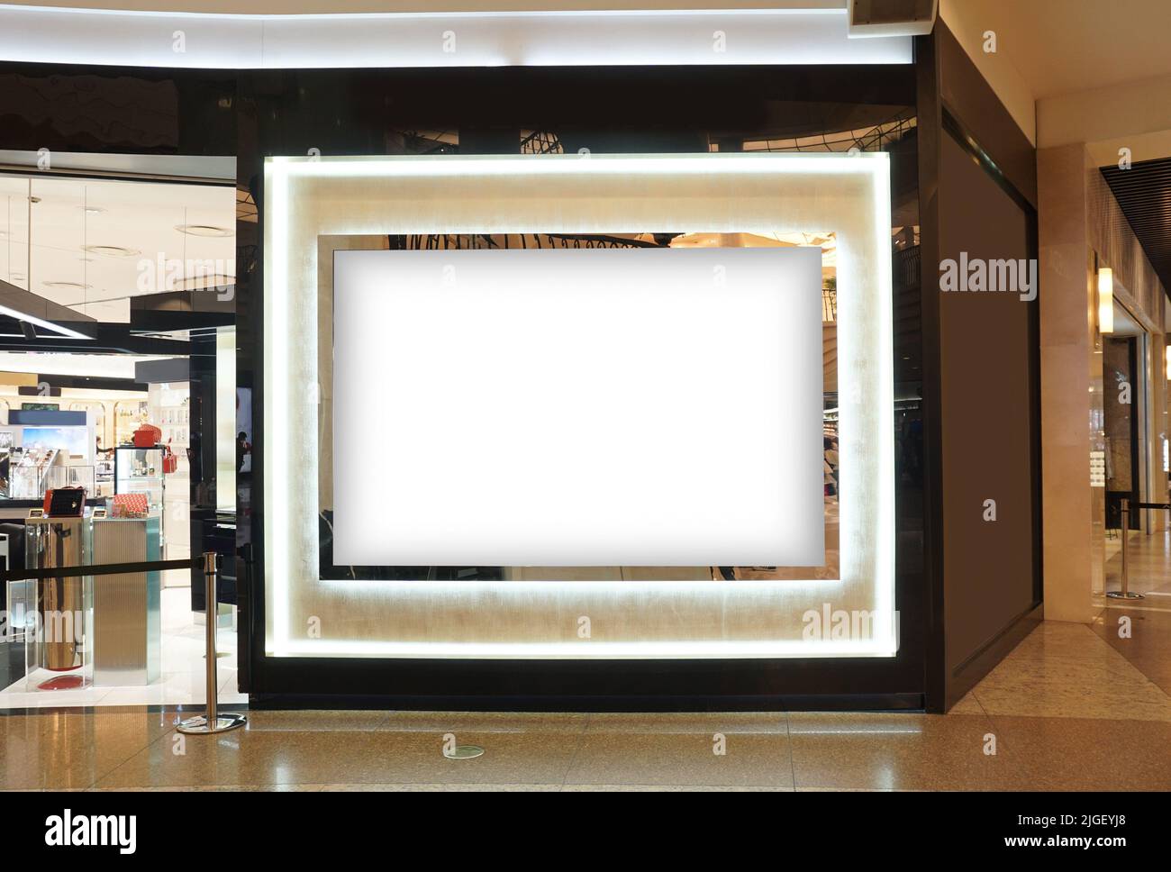 Advertising poster board inside department store Stock Photo - Alamy