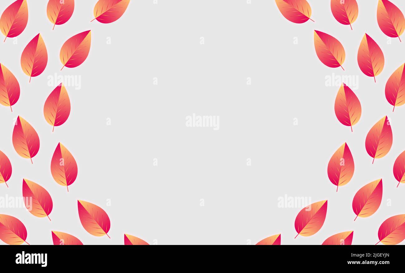 Gray autumn background with pink-yellow leaves with outer glow Stock ...