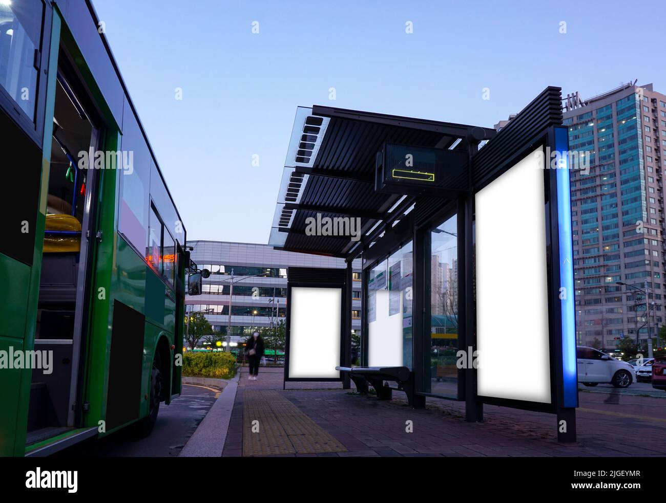 A picture of a bus stop commercial Mock up Stock Photo - Alamy