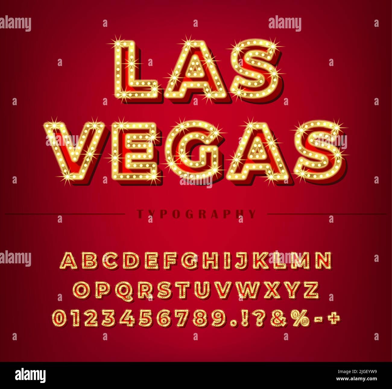 3d light bulb alphabet with gold frame isolated on dark red background ...