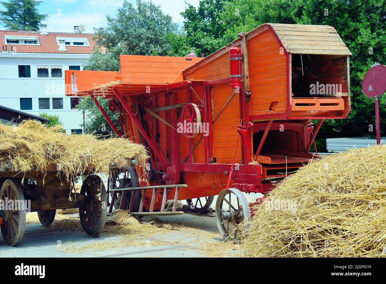 Cadoneghe, Veneto, Italy. The threshing feast. Old farm tractors ...