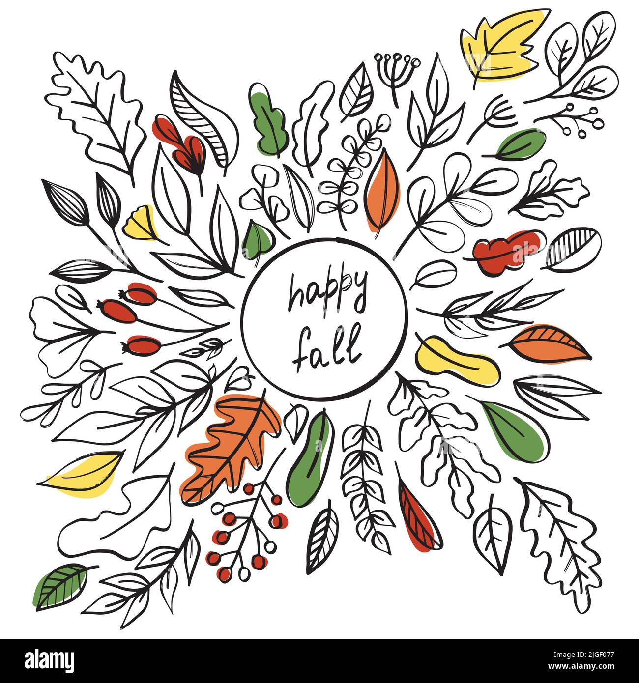 Vector doodle hand drawn autumnt leaves set Stock Vector Image & Art ...