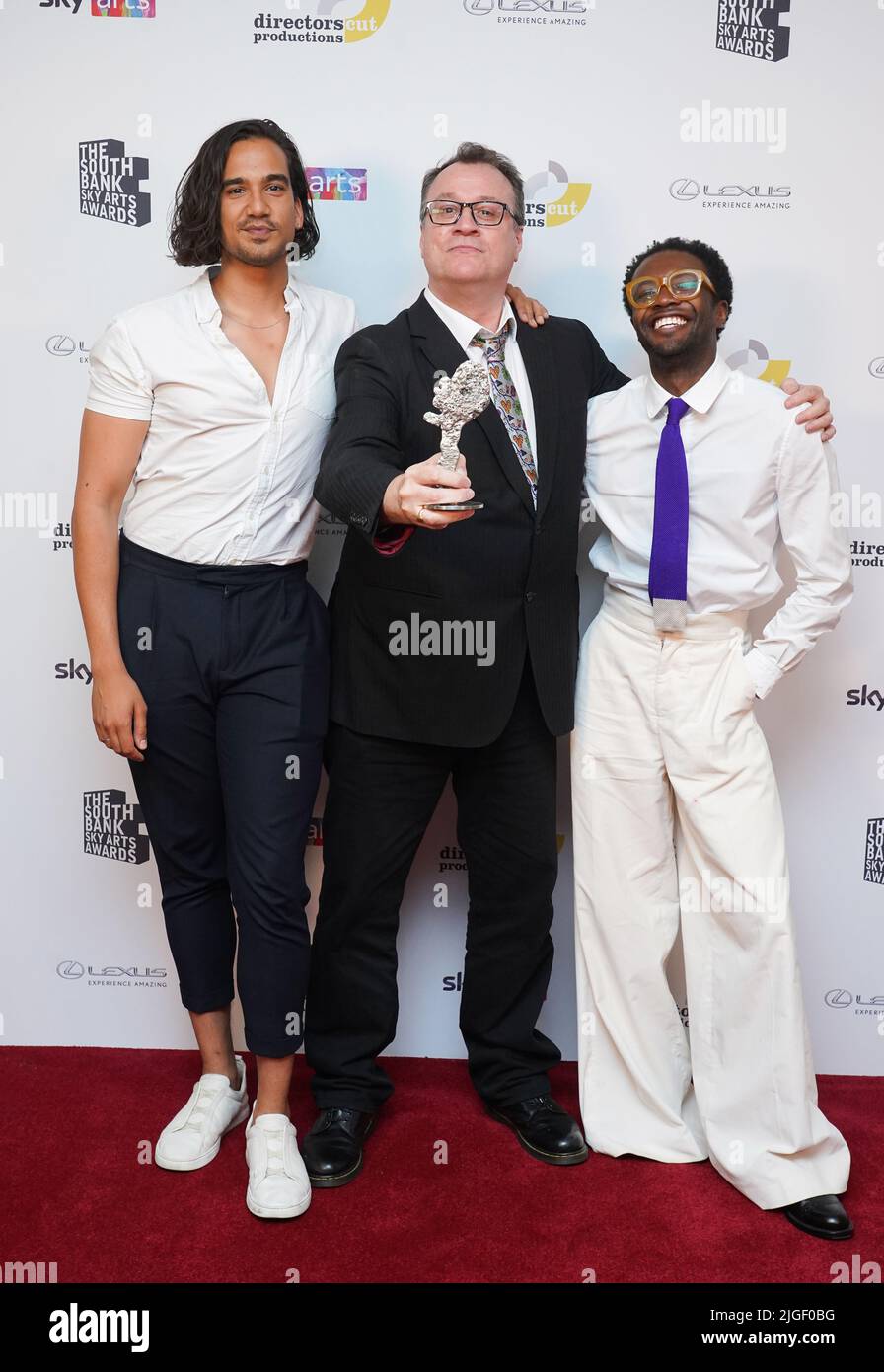 Nathaniel Curtis, Russell T Davis and Omari Douglas with the award for ...
