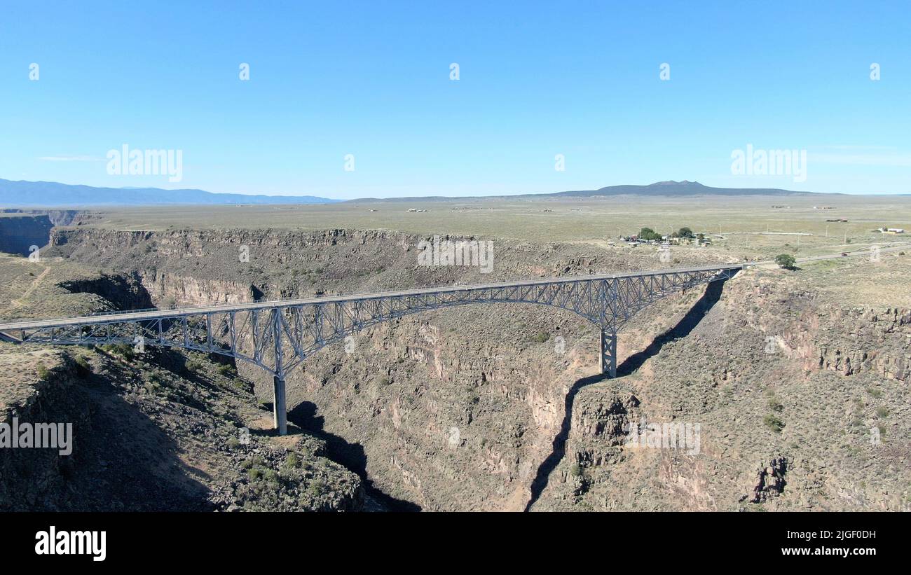 An aerial view of Gorge Bridger over the Rio Grande River Stock Photo ...