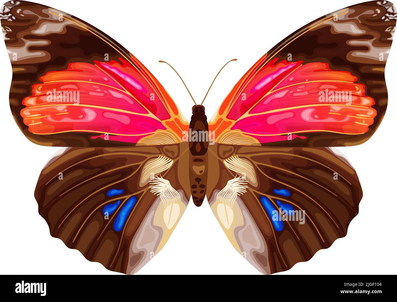 Pink exotic butterfly. Tropical insect. Neon colors Stock Vector Image ...