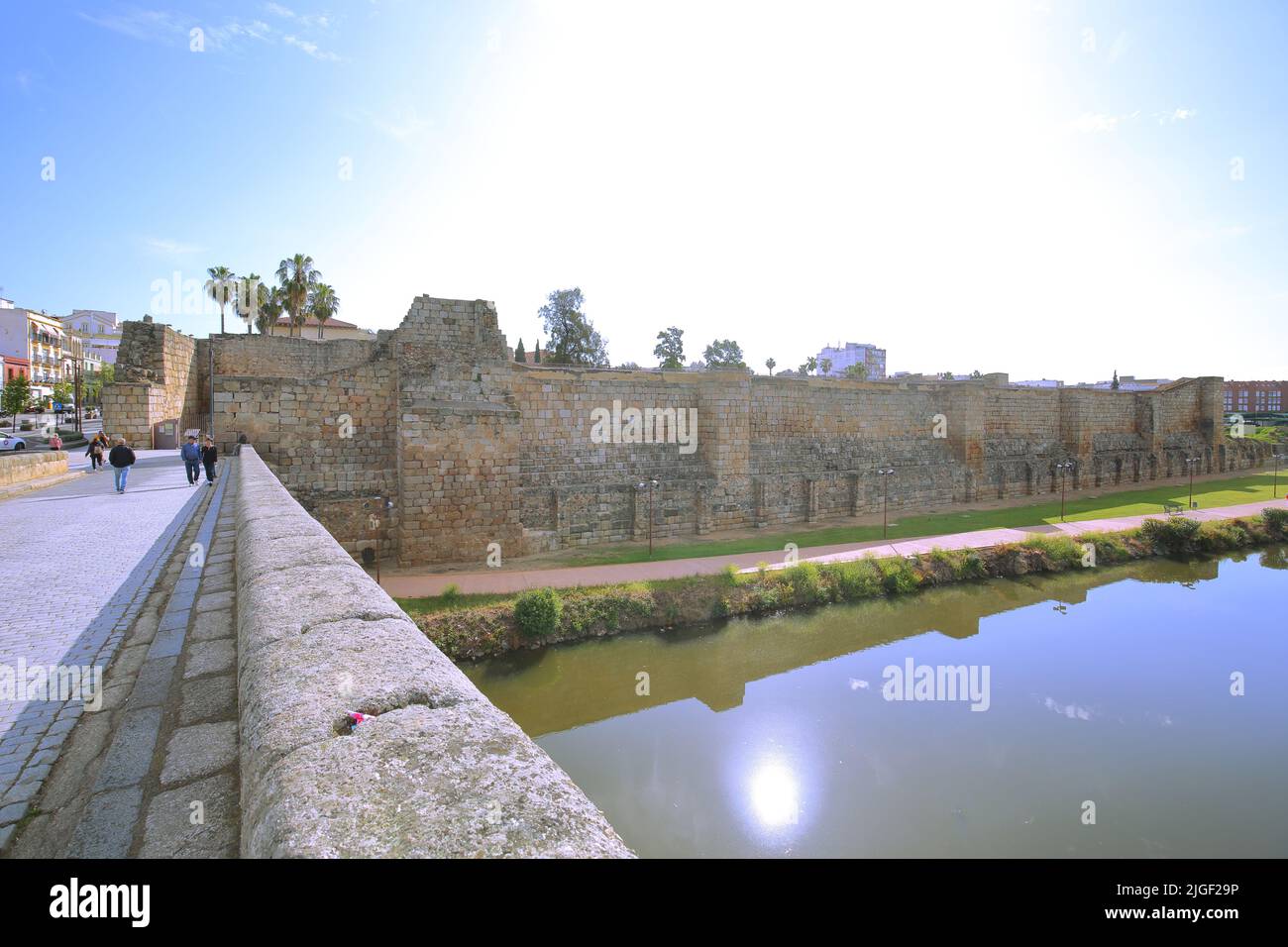 UNESCO city fortification Alcazaba built 9th century and reflection of ...
