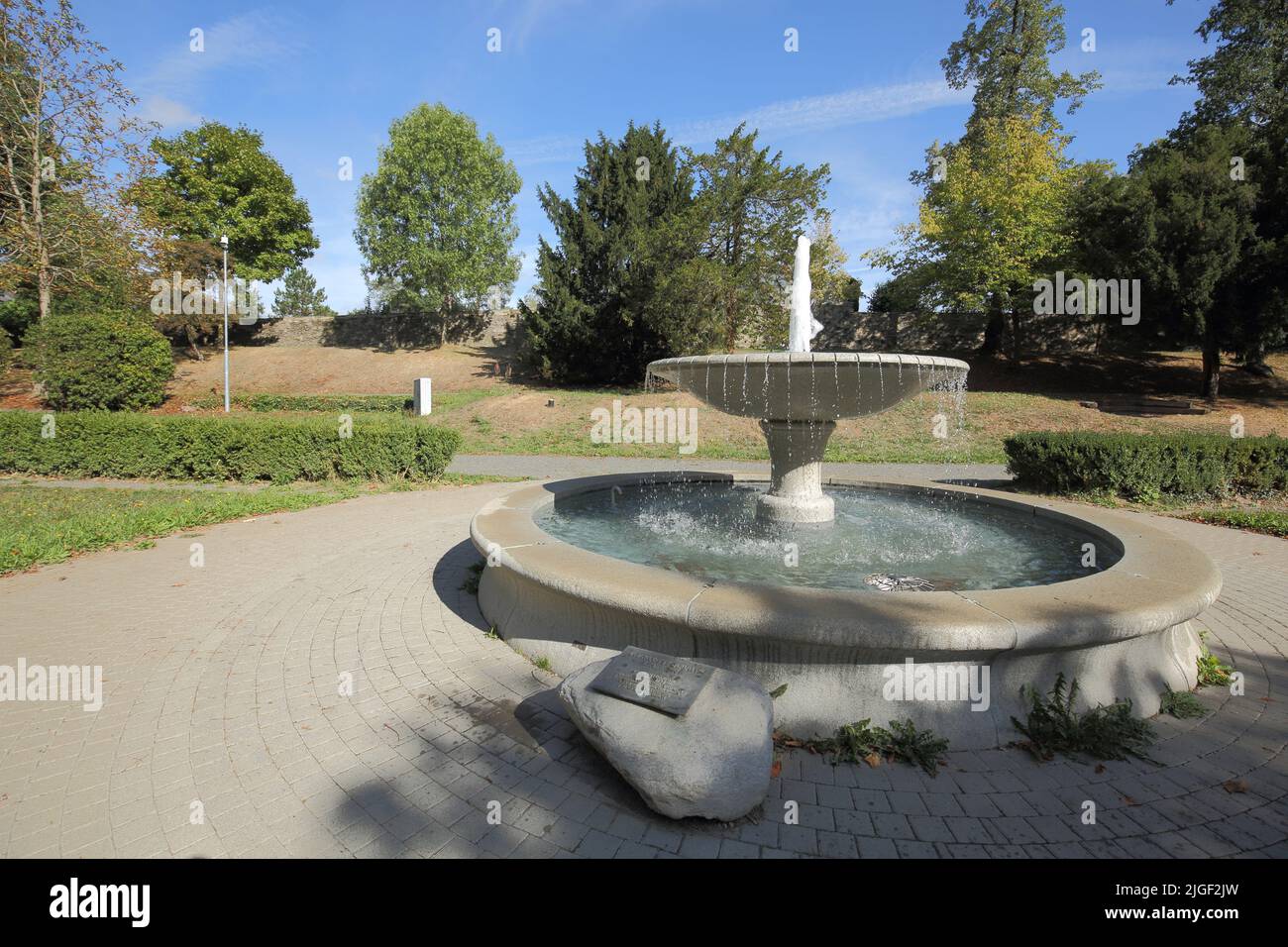 Ornamental fountain in the palace gardens in Usingen, Taunus, Hesse ...