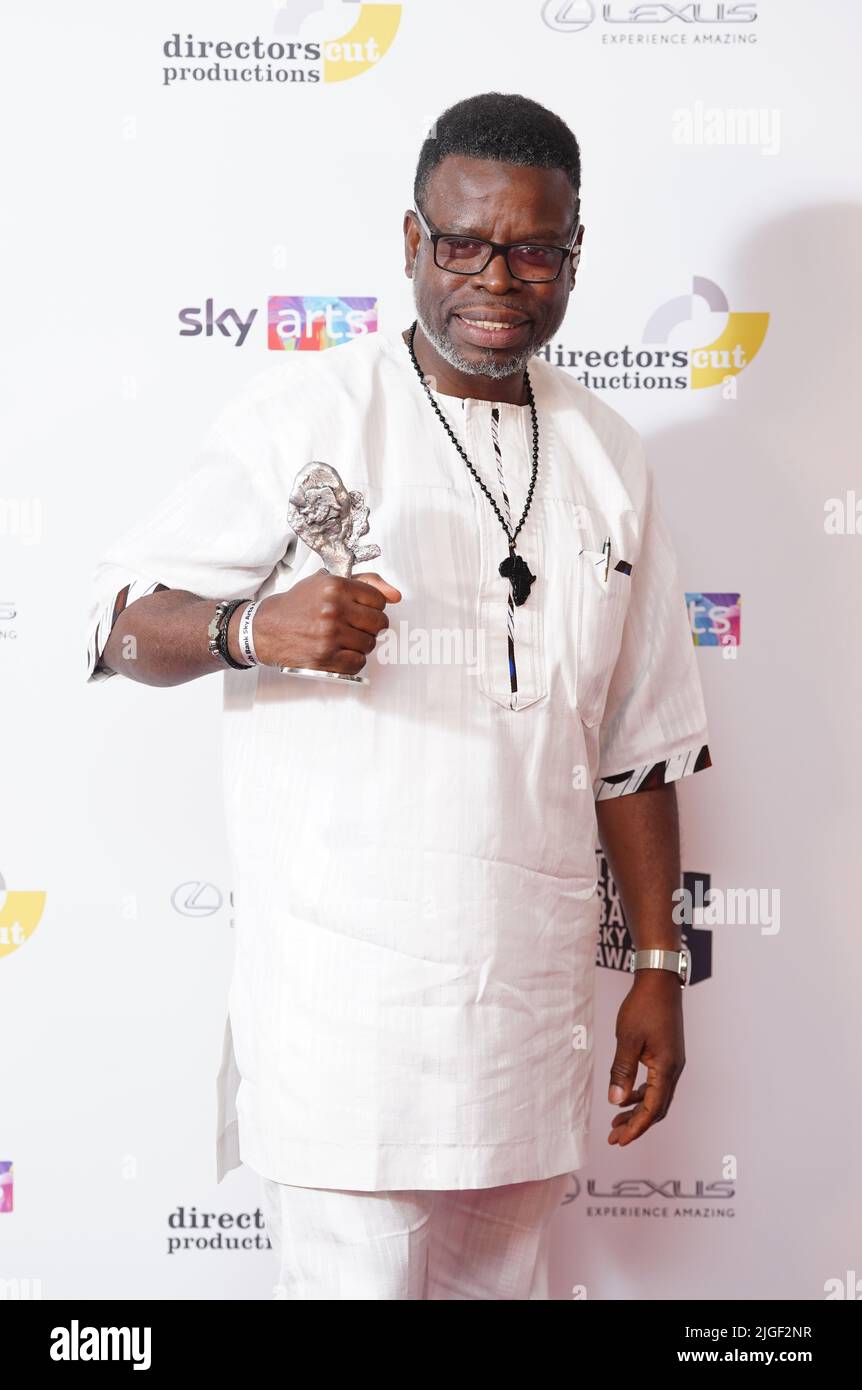 Femi Elufowoju with the Opera award , for Rigoletto, at the South Bank ...