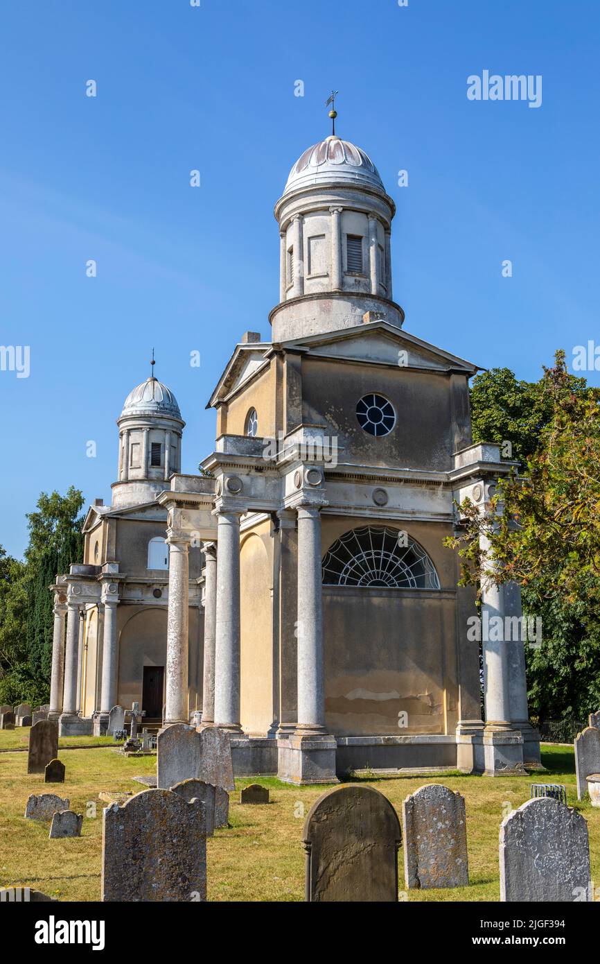 The historic Mistley Towers in the village of Mistley in Essex, UK. The ...
