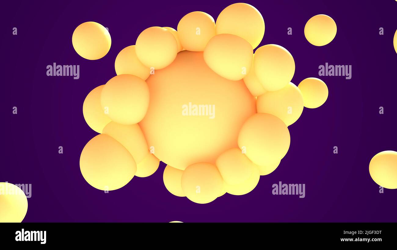 Soft yellow skinny balls dark purple background 3d render Stock Photo ...