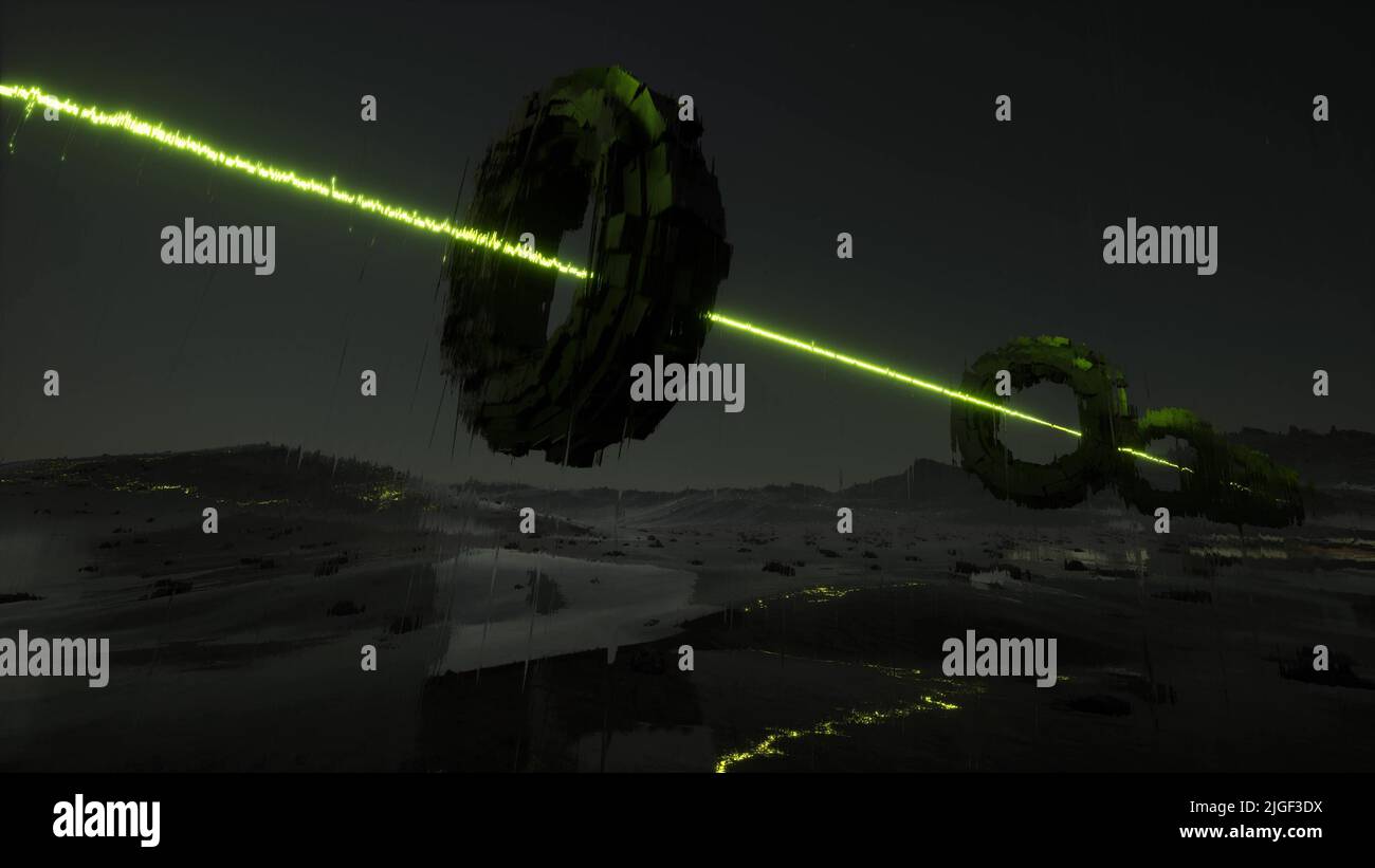 Futuristic laser landscape portal fake 3d game 3d render Stock Photo ...