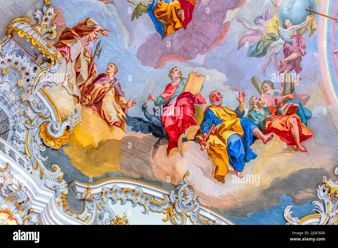 STEINGADEN, BAVARIA, GERMANY, JUNE 02, 2022 : ceilings frescoes decors ...