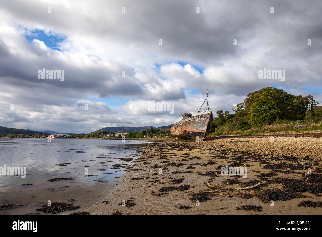 The shipwrecked Old Boat of Caol on the shore of Loch Linnhe near Fort ...