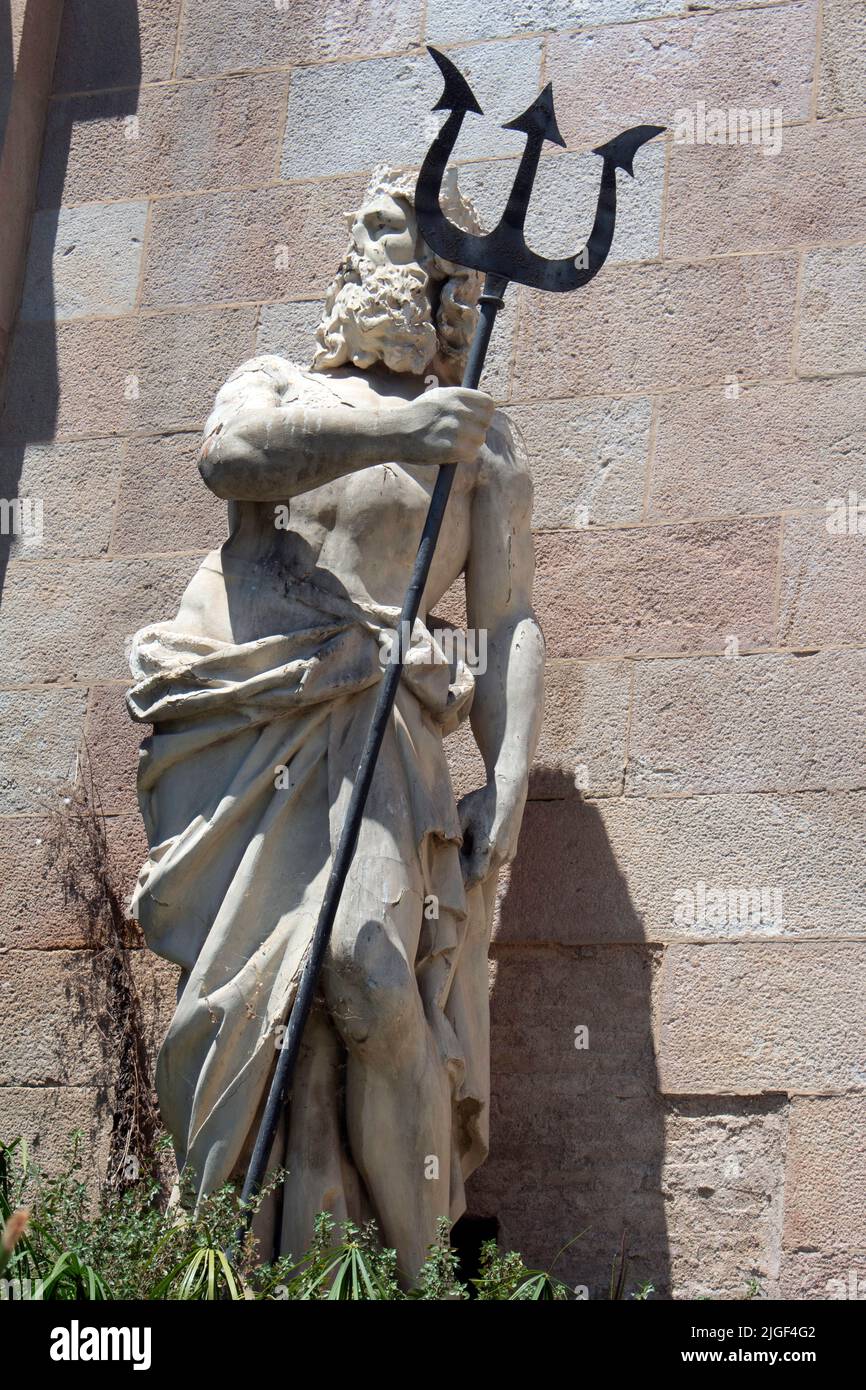 Statue of Neptune on the Font de la cascada, in the Parc de la ...
