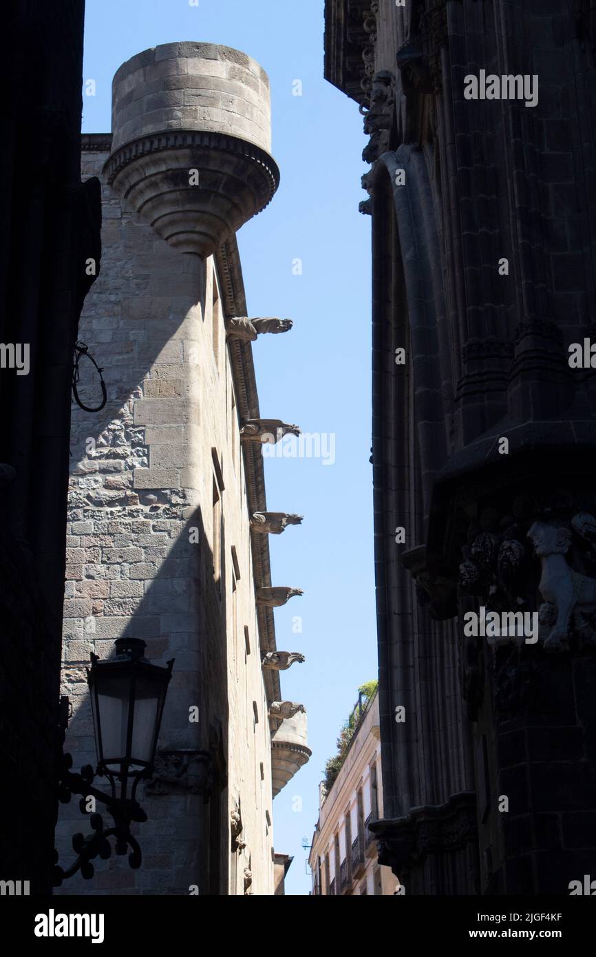 The Gothic Quarter, the historic centre of the old city of Barcelona ...