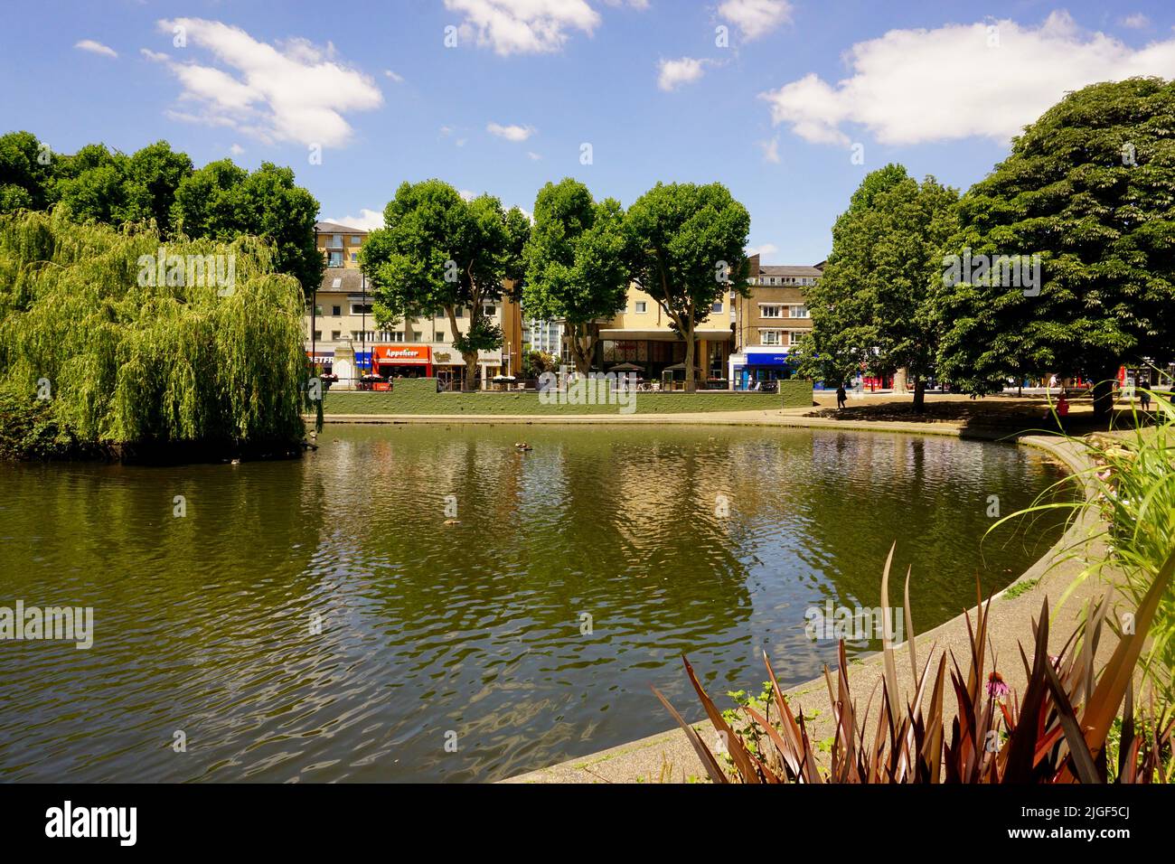 Pond on Feltham Green, London, United Kingdom Stock Photo - Alamy