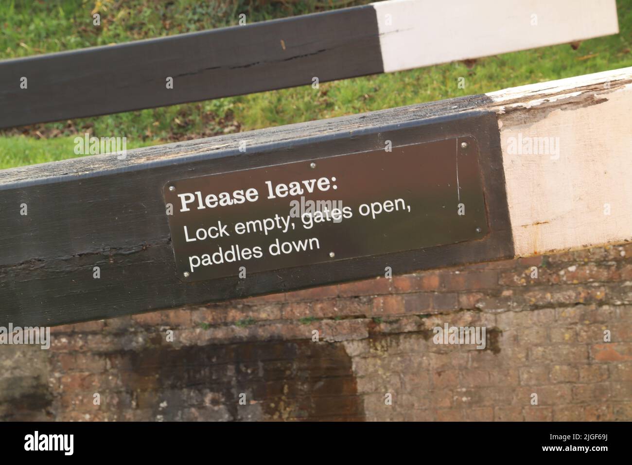 A sign on the lock beam at Maunsel on the Bridgewater and Taunton Canal ...