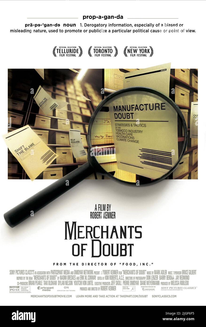 MAGNIFYING GLASS POSTER, MERCHANTS OF DOUBT, 2014 Stock Photo - Alamy