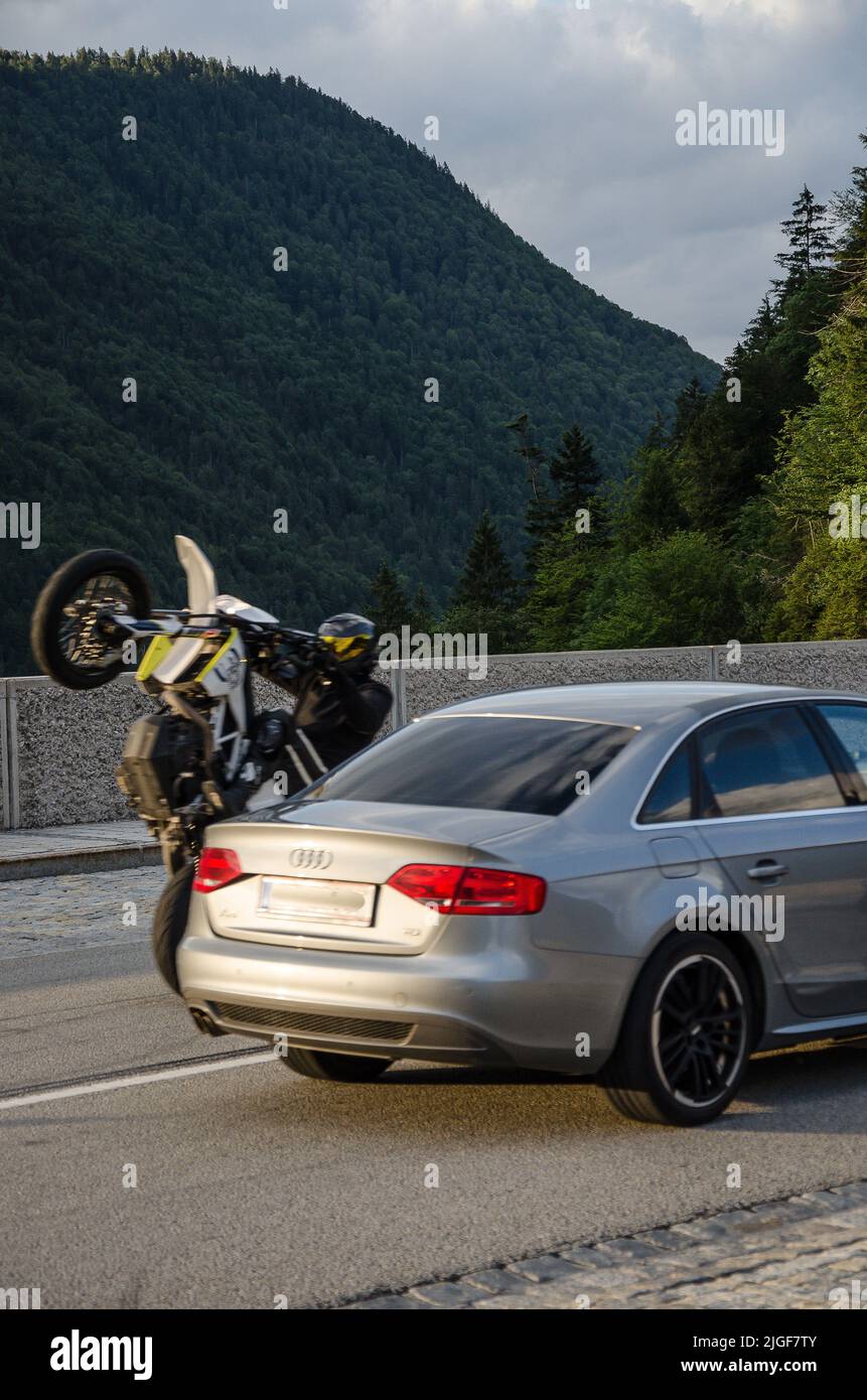 Performing Clutch Wheelies on a Motorcycle Stock Photo - Alamy