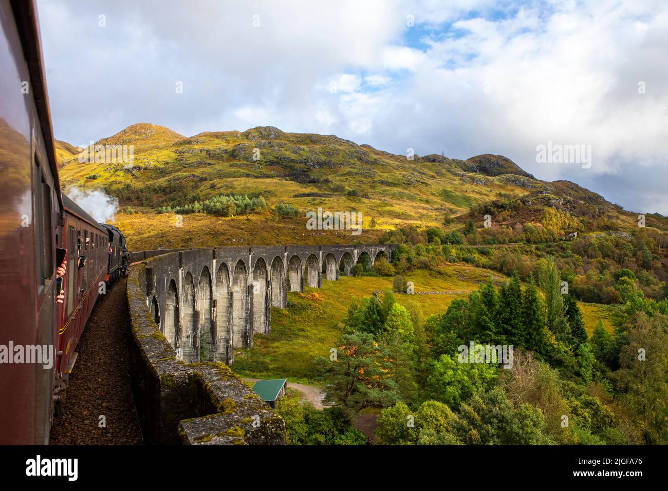 A view from the famous Jacobite Express Steam Train as it crosses the ...