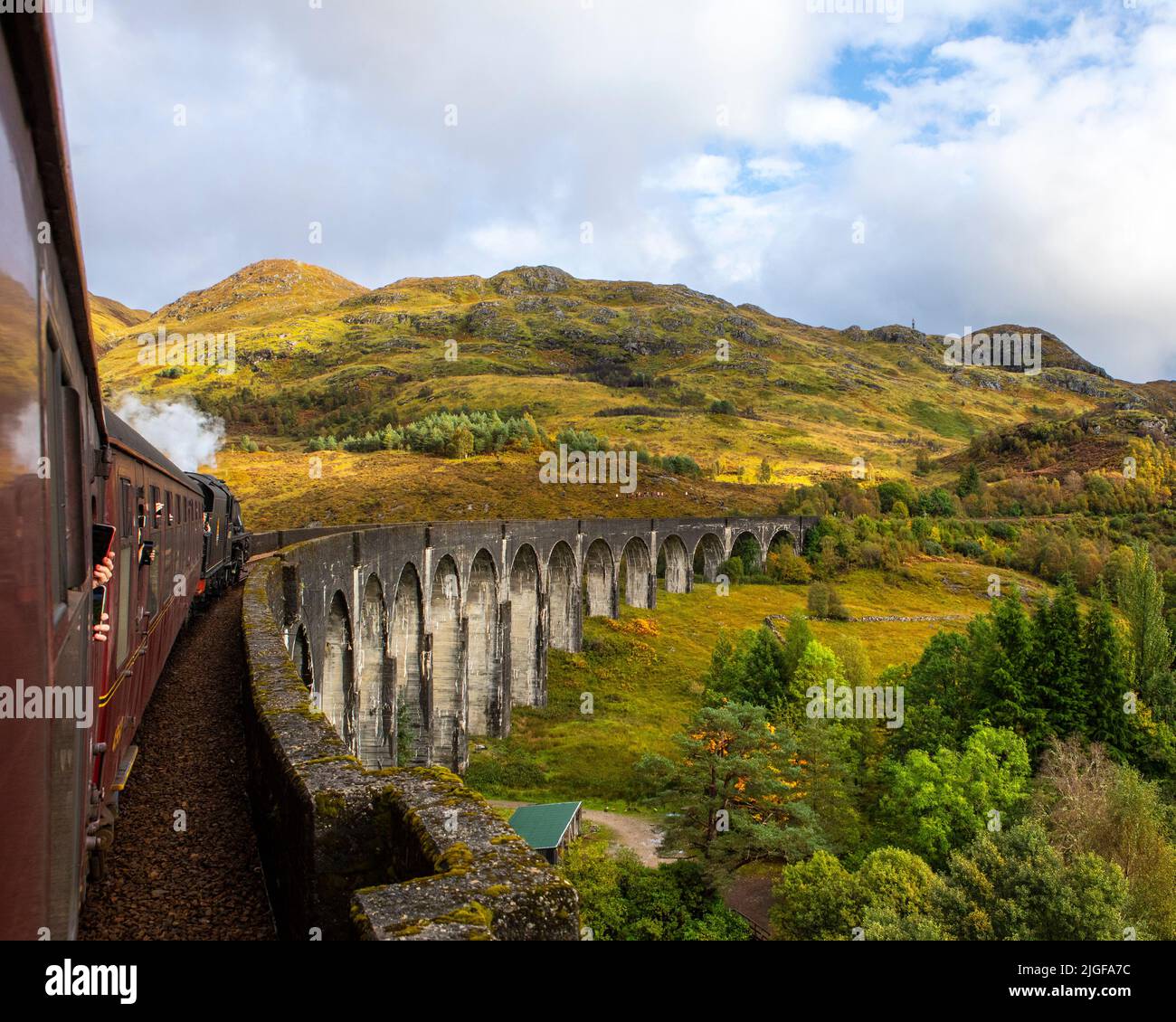 A view from the famous Jacobite Express Steam Train as it crosses the ...