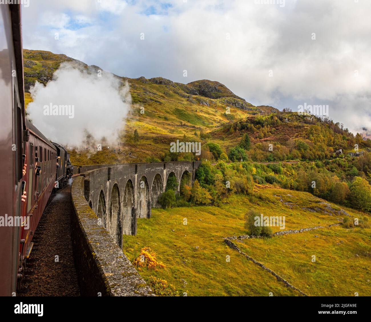 A view from the famous Jacobite Express Steam Train as it crosses the ...