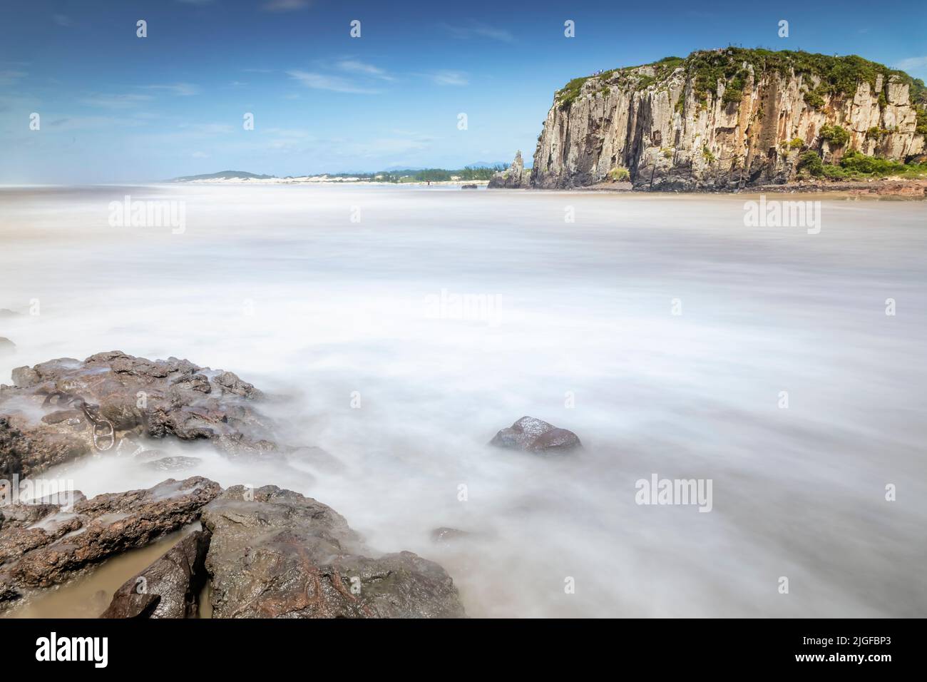 Above cliffs in Torres Beach, Rio Grande do Sul, Southern Brazil - long ...
