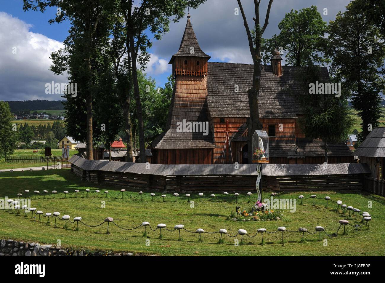 Gothic wooden church of St Michael the Archangel and its stone rosary ...