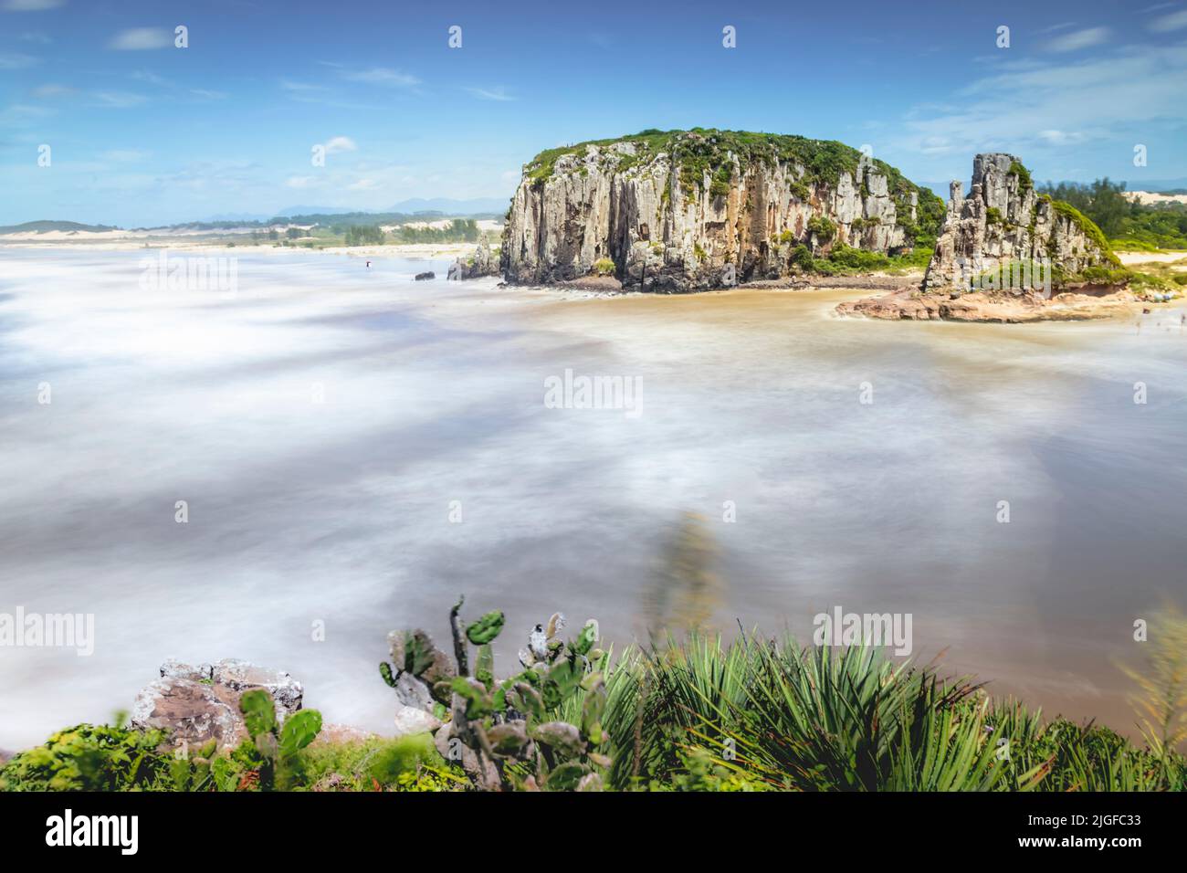 Above cliffs in Torres Beach, Rio Grande do Sul, Southern Brazil - long ...