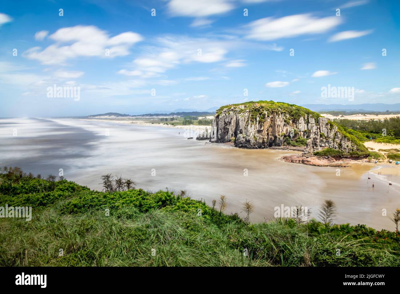 Above cliffs in Torres Beach, Rio Grande do Sul, Southern Brazil - long ...