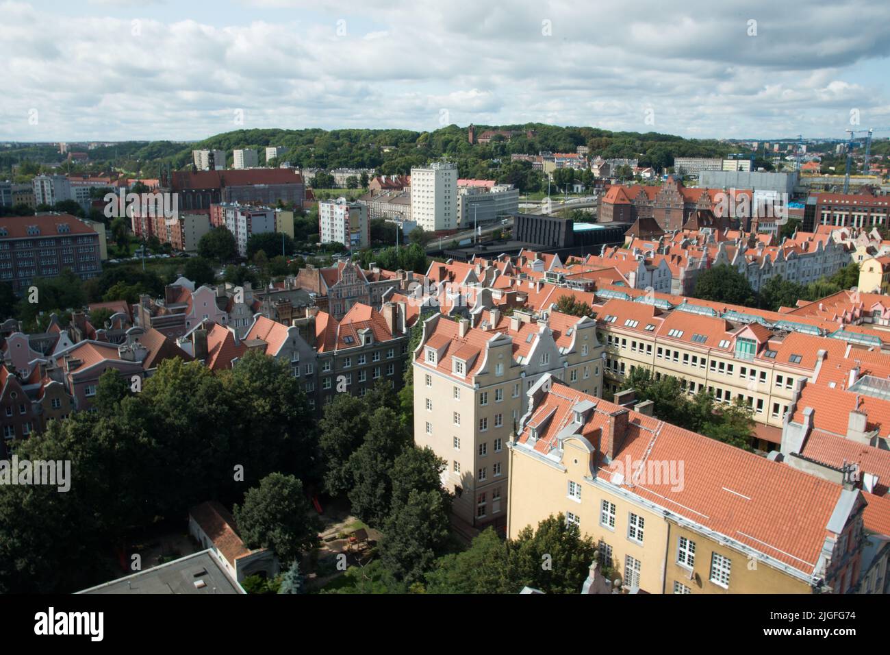 Beautiful view of Gdansk, buildings and green areas. Poland. Europe ...