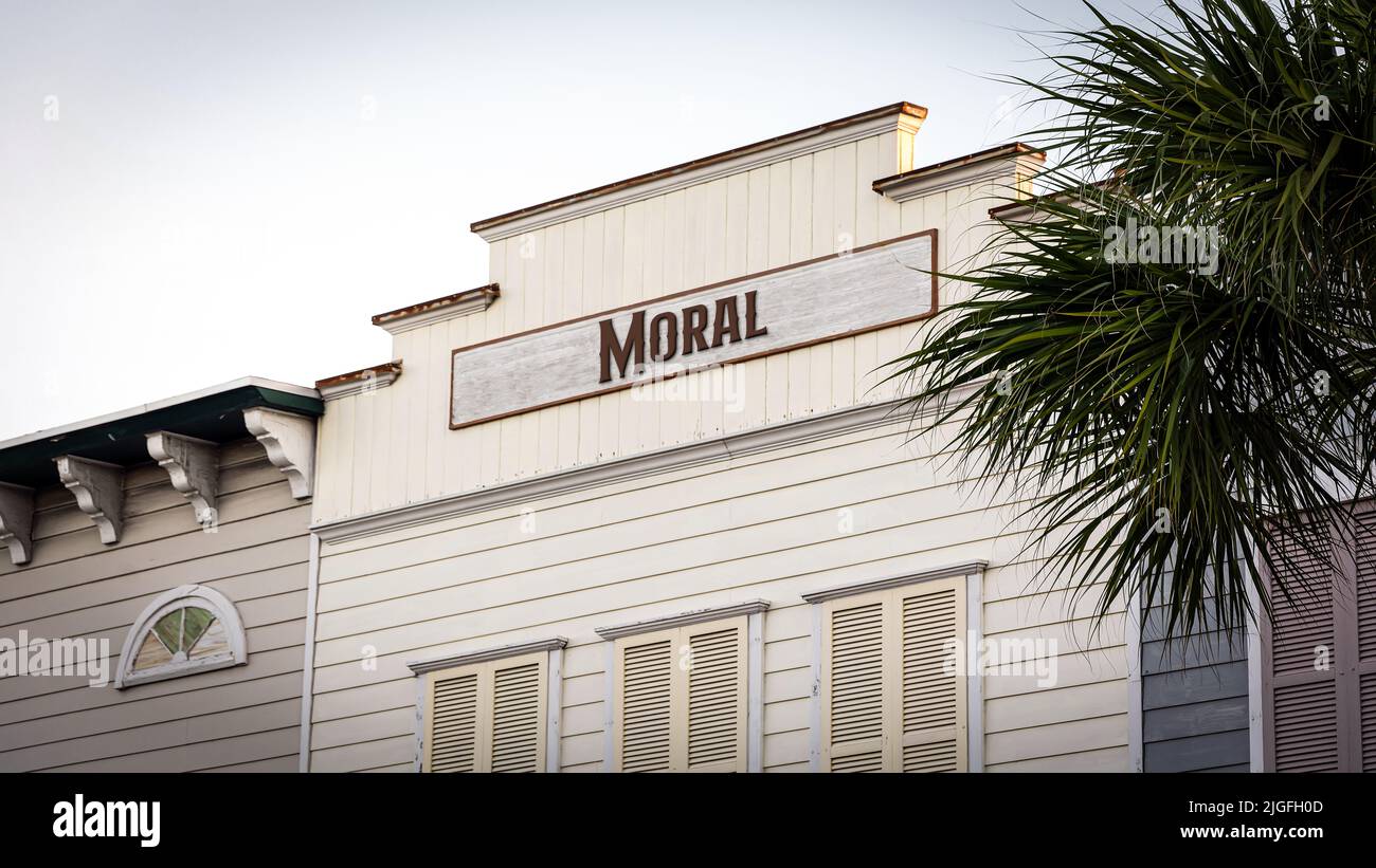 Street Sign the Direction Way to Moral Stock Photo - Alamy